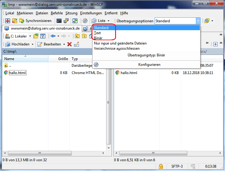 FTP-Upload mit WinSCP für Windows - Rechenzentrum Universität Osnabrück